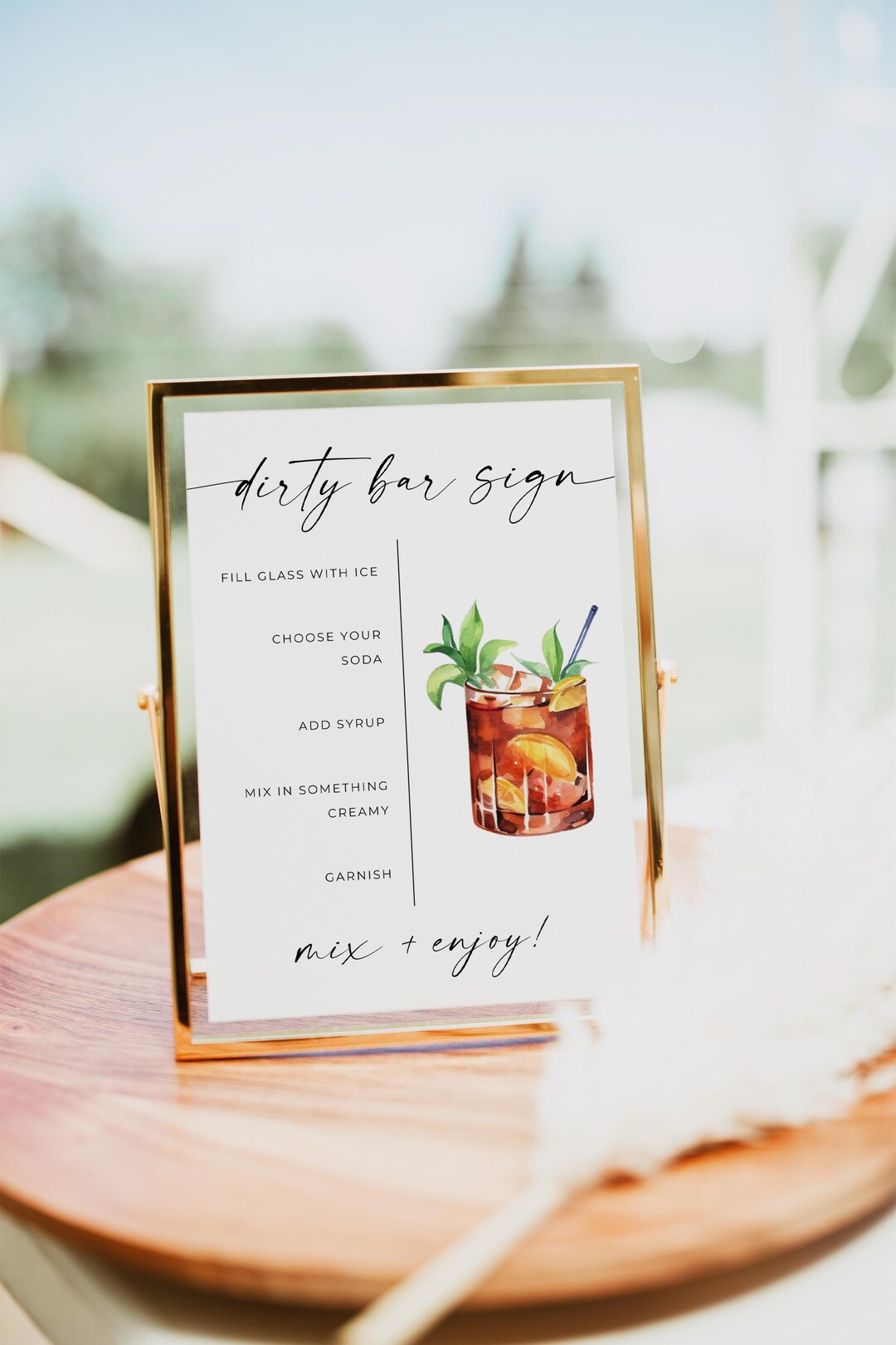 Dirty Soda Bar Sign Printable, Minimalist Table Sign, Cocktail Menu ...