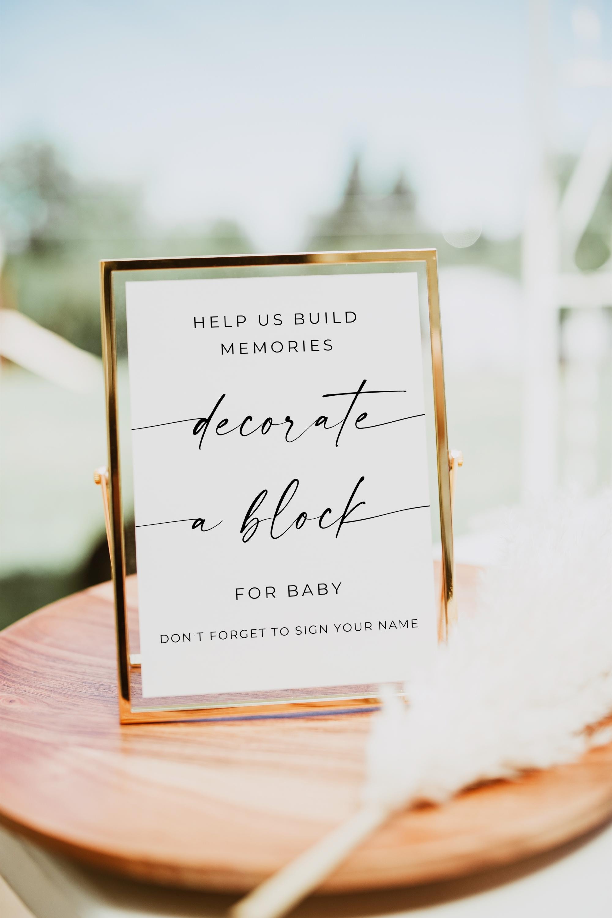 Decorate A Block for Baby Sign, Baby Block for Decorations at A Baby ...