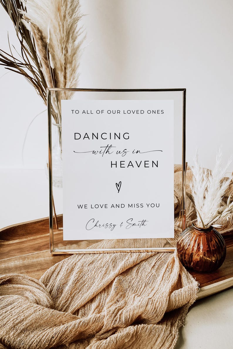 Wedding Memorial Sign Dancing With Us in Heaven, in Loving Memory Sign ...
