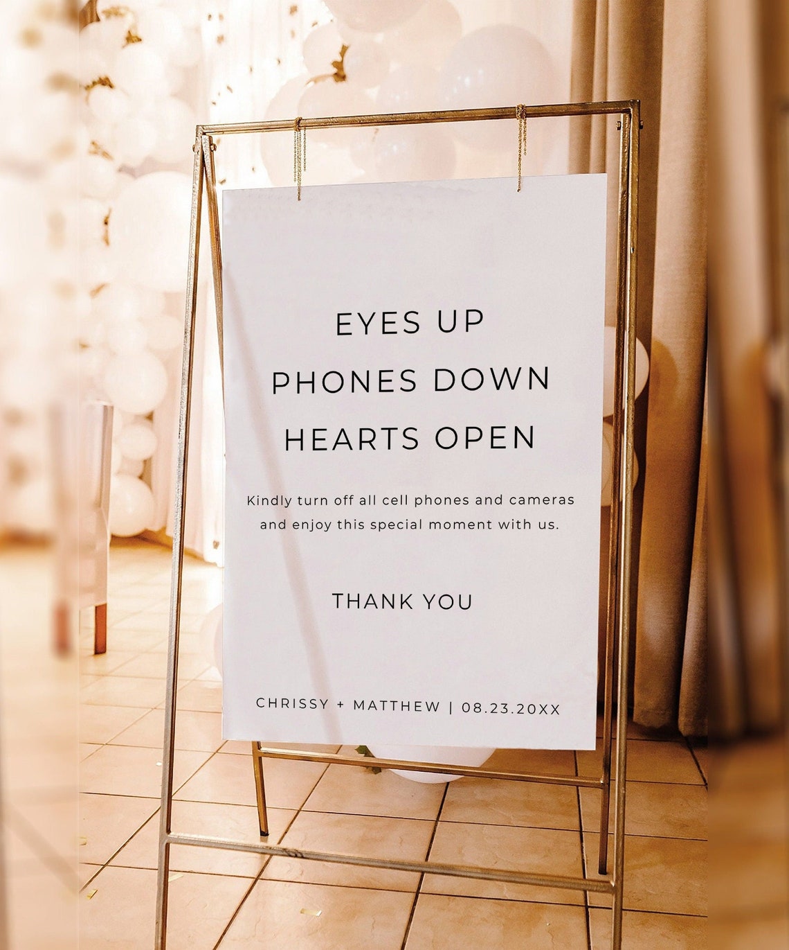 Eyes up Phones Down Heart Open Sign, Modern Unplugged Wedding Ceremony ...