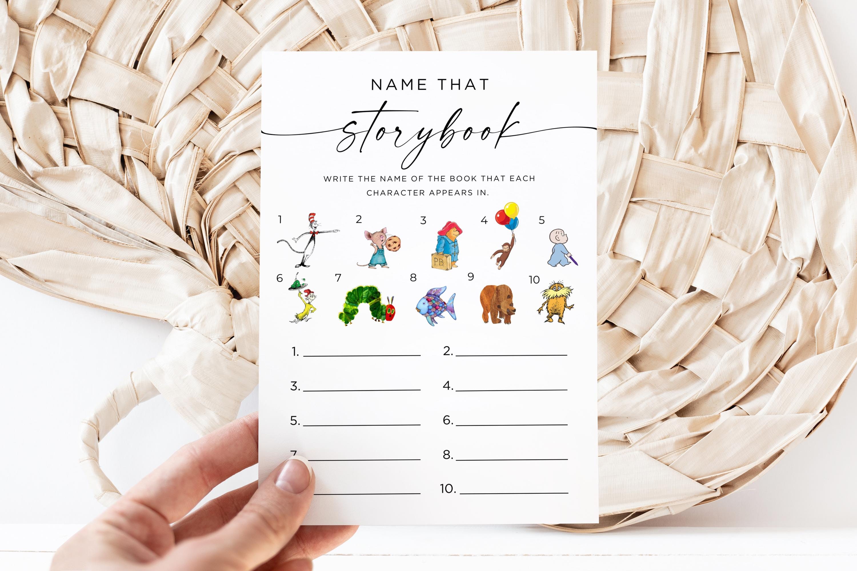 PRINTED + SHIPPED Baby Shower Name That Storybook Game, Storybook ...