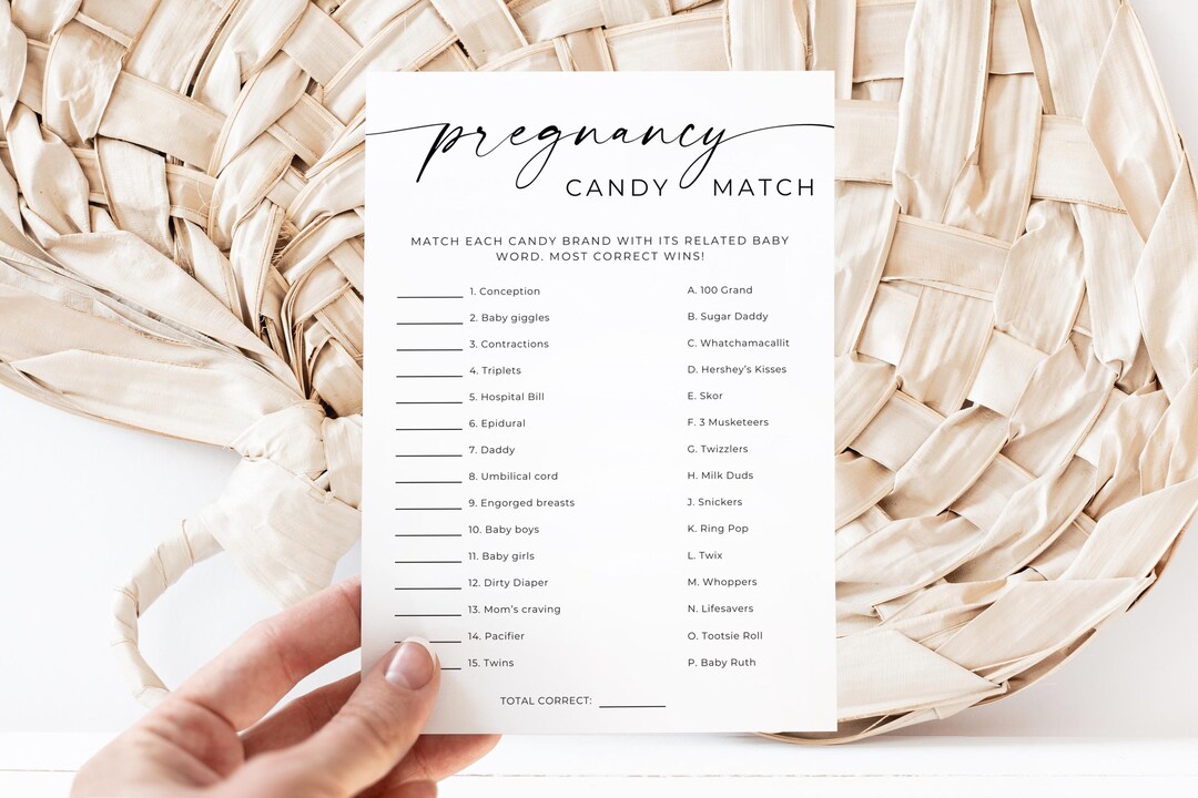 Pregnancy Candy Match Baby Shower Game, Baby Shower Activity, Baby ...