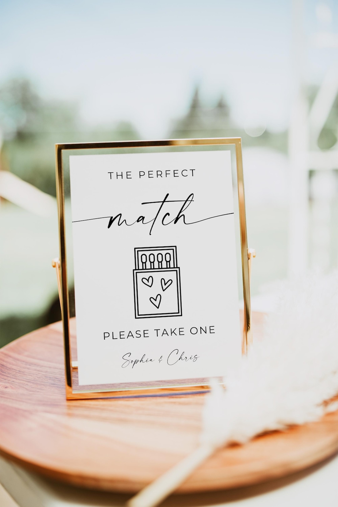 The Perfect Match Wedding Sign, Please Take A Favor, Unique Minimalist ...