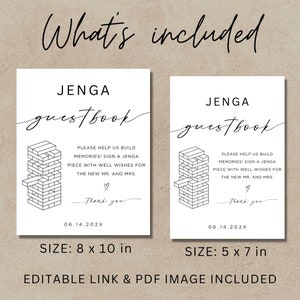 Jenga Sign for Wedding Guest Book, Wedding Building Blocks Sign, Simple ...
