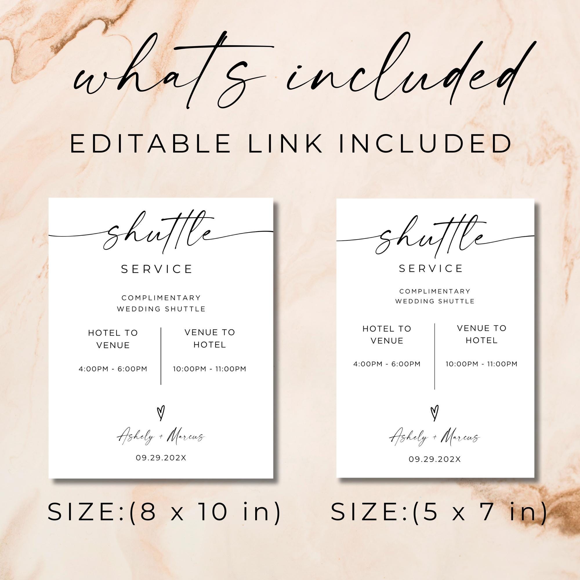 Wedding Shuttle Sign, Wedding Bus Sign, Minimalist Wedding ...