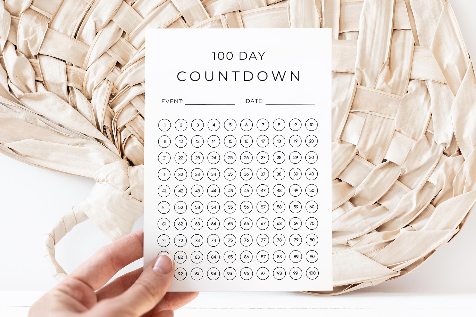 30, 60, 90, 100 Day Countdown, Printable Template, Countdown Calendar ...