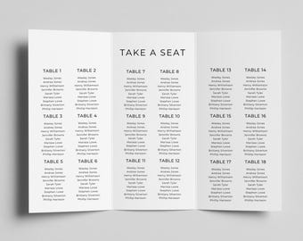 Trifold Wedding Program Template With Wedding Seating Chart, Wedding ...