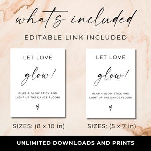 Glow Stick Wedding Sign, Glow Stick Send off Sign, Let Love Glow Sign ...