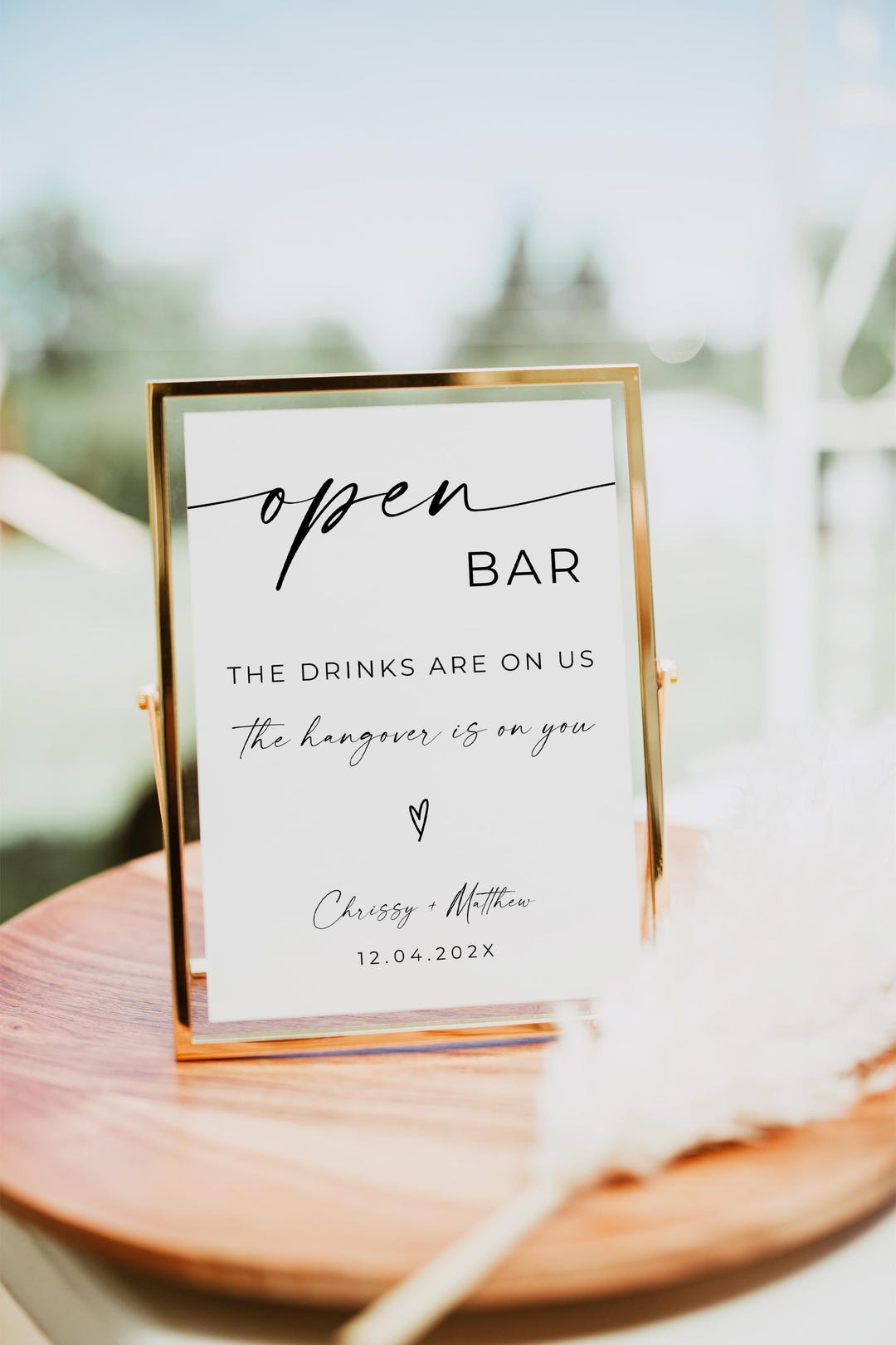 Wedding Open Bar Table Sign, Open Bar Sign Template, Drinks Are on Us ...