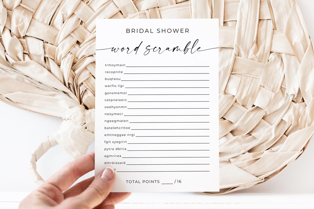 Bridal Shower Word Scramble PDF, Minimalist Wedding Table Games, Fun ...