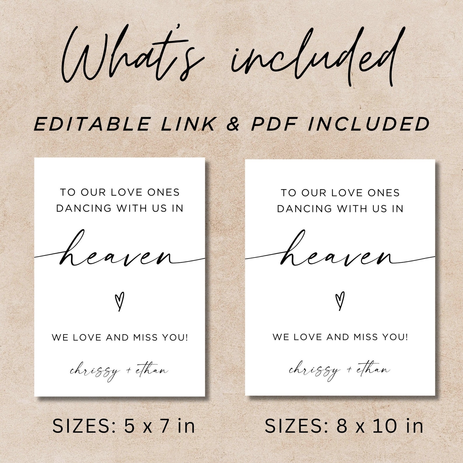 Loved Ones in Heaven Wedding Sign, in Loving Memory Sign, Dancing With ...