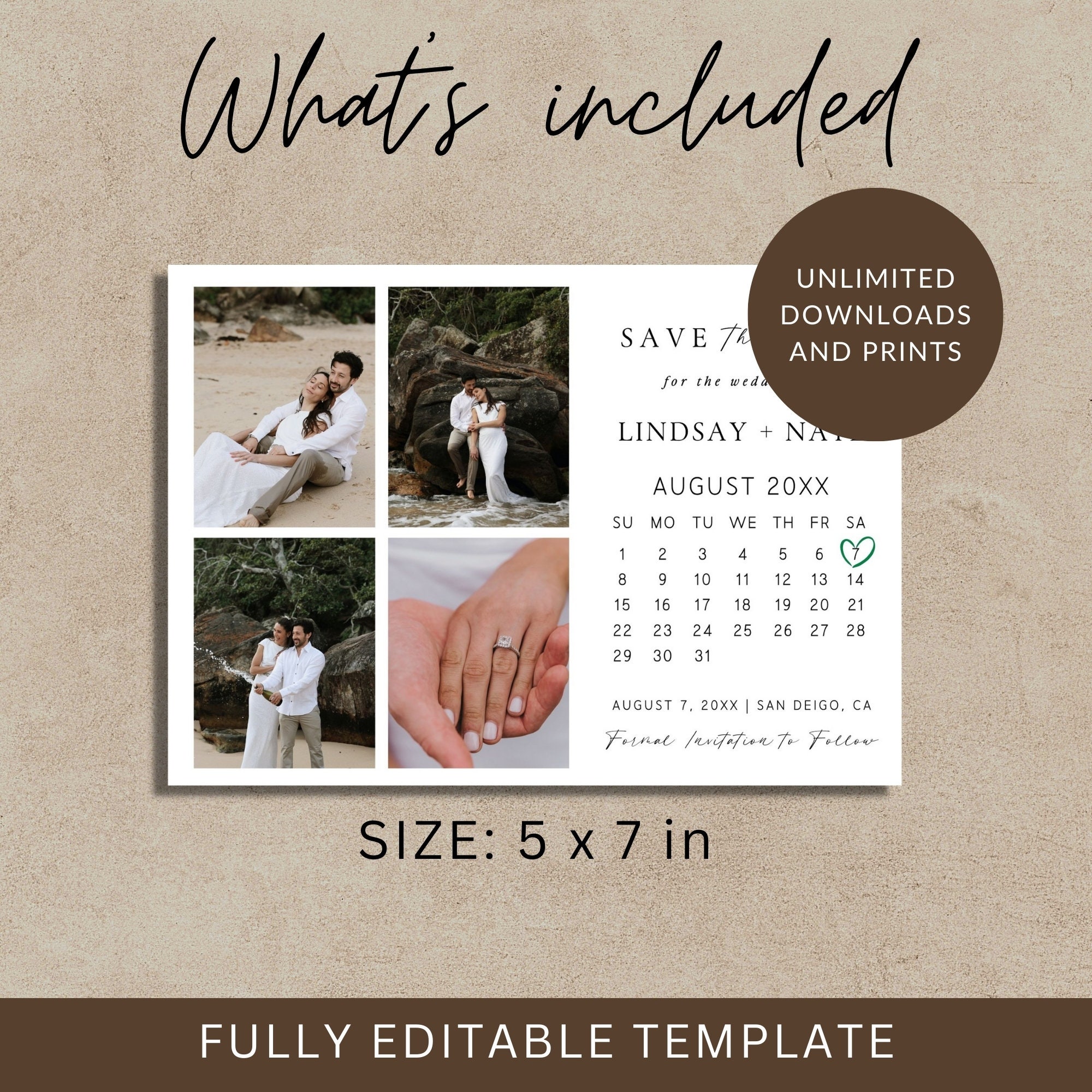 Printable Save the Date Calendar Template, Minimalist Save the Date ...