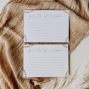 Pearls of Wisdom Card Bridal Shower, Pearls of Wisdom Sign, Pearls and ...
