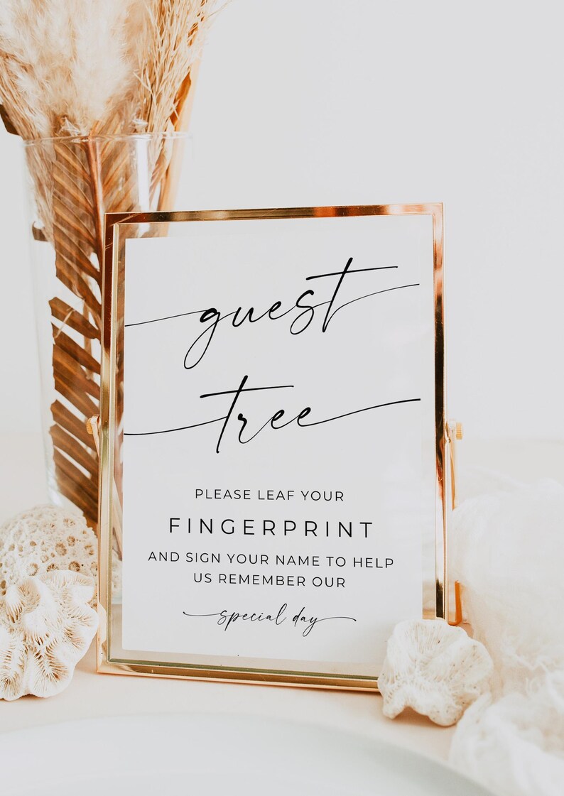 Fingerprint Guest Tree Sign, Wedding Thumbprint Guestbook Sign, Wedding ...
