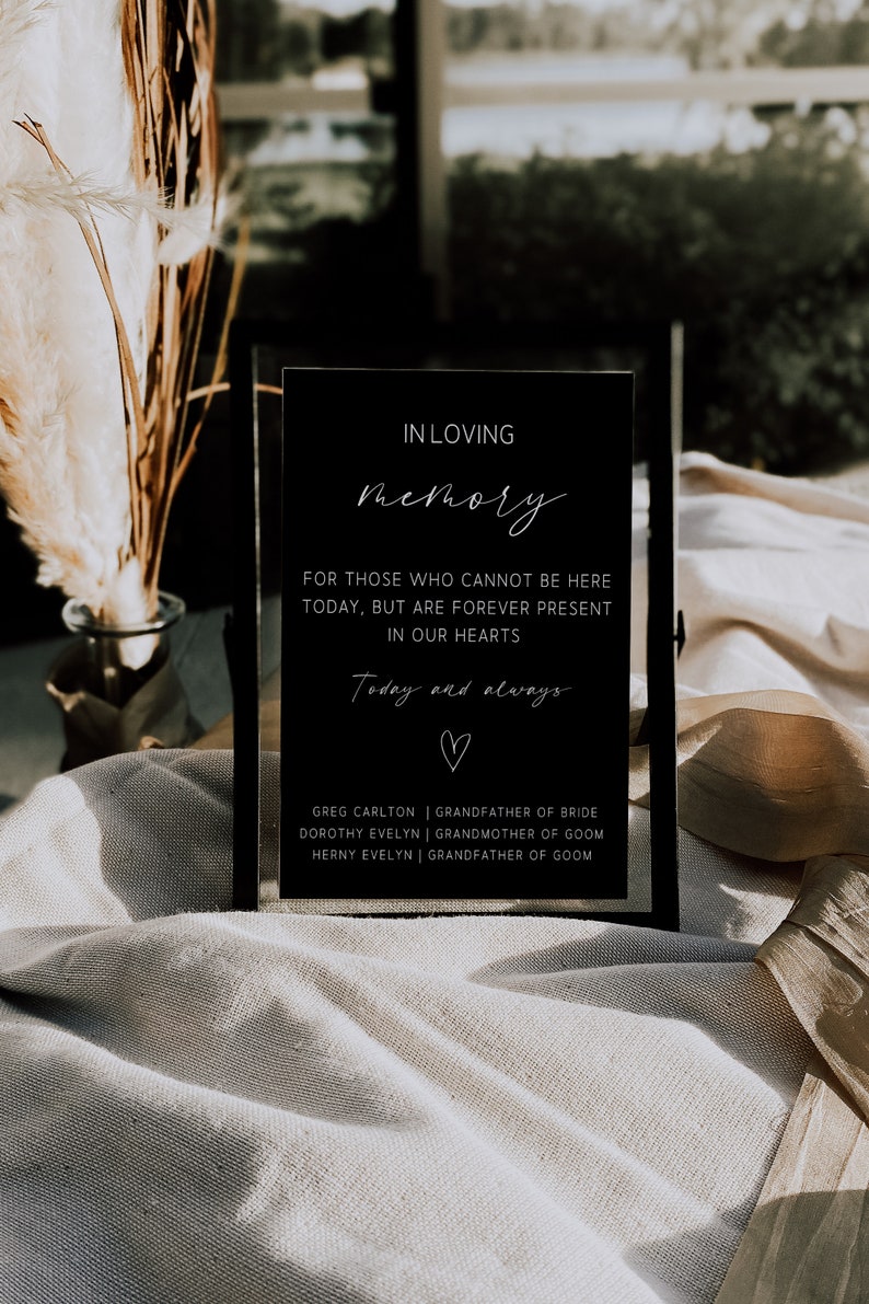 In Loving Memory Wedding Sign Template Memory Table Sign - Etsy