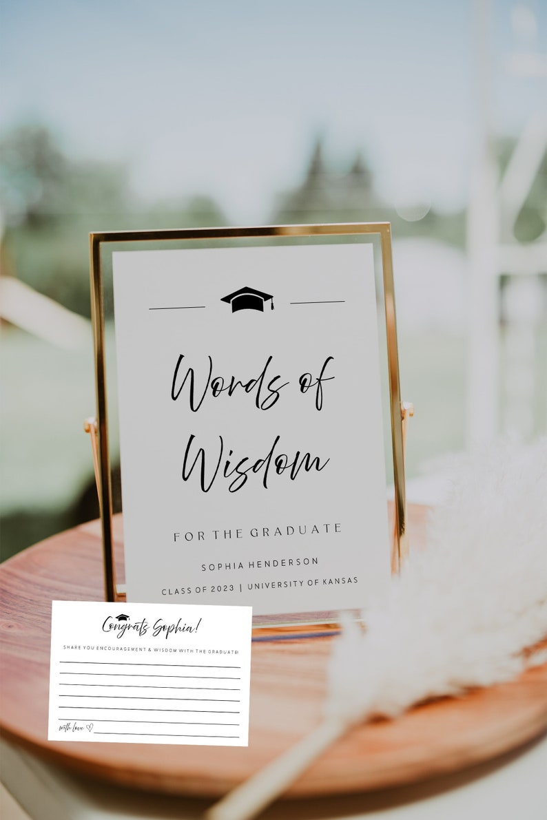 Words of Wisdom Graduation Sign & Card Graduation Party Sign - Etsy