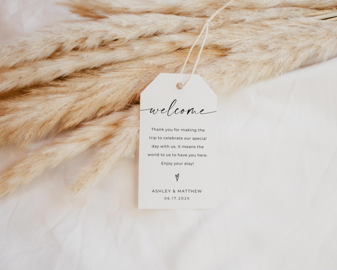 Wedding Welcome Tag Template, Minimalist Wedding Welcome Favor Tag ...