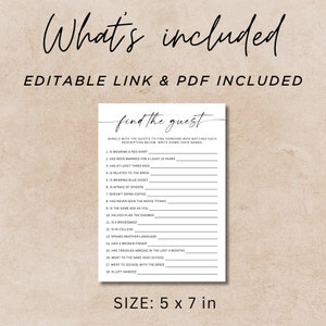 Find the Guest Bridal Game, Minimalist Bridal Shower Game Ideas, Find ...