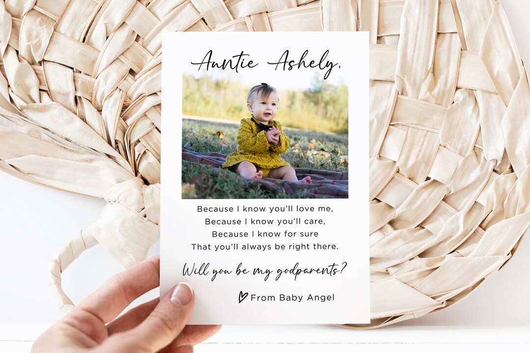 Will You Be My Godmother Template, Minimalist Godparents Proposal Card ...