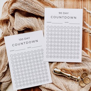 30, 60, 90, 100 Day Countdown, Printable Template, Countdown Calendar ...