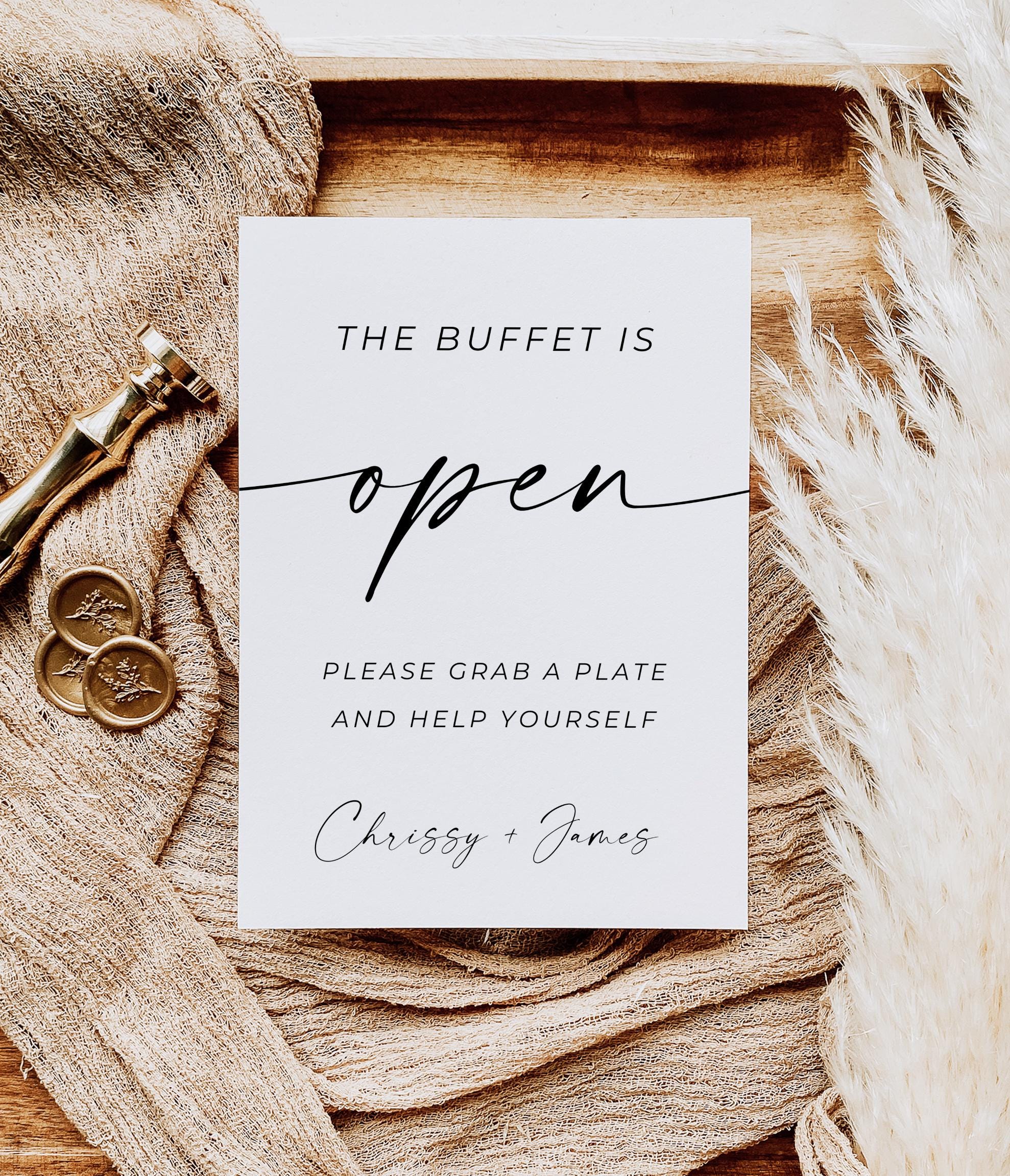 Wedding Open Buffet Sign, Buffet Table Sign, Buffet is Open Wedding ...