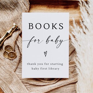 Minimalist Books for Baby Sign, Boho Baby Shower Template, Baby Shower ...