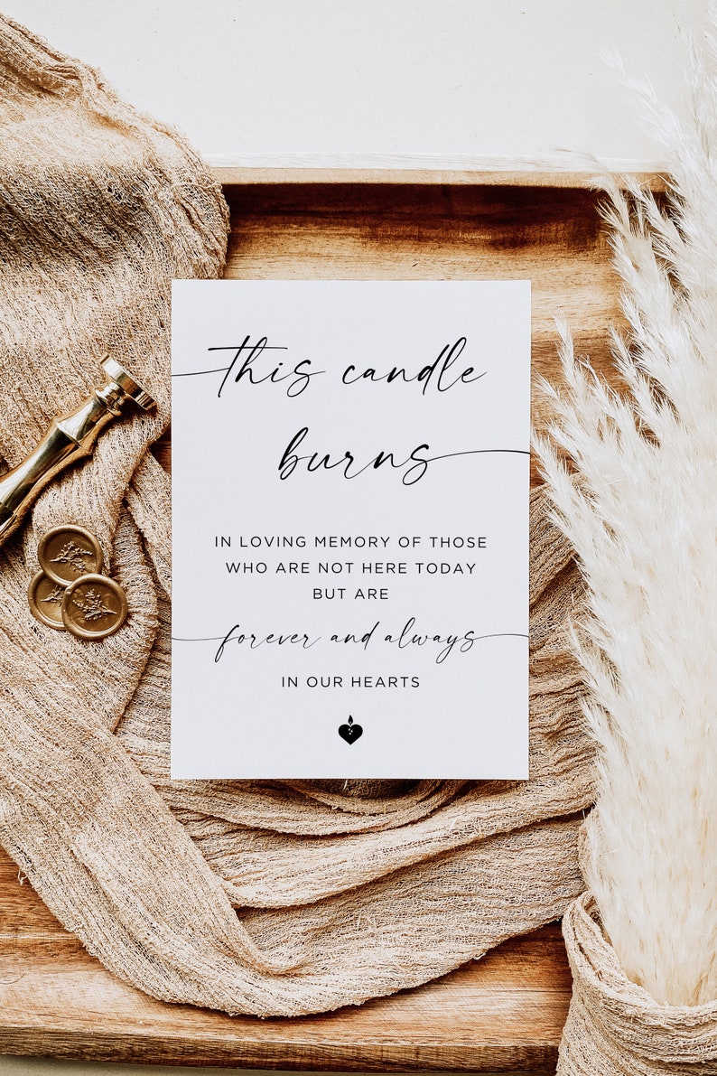This Candle Burns Memorial Sign, in Loving Memory Sign Template, Modern ...