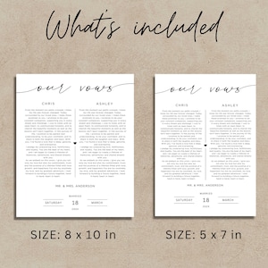 Wedding Vows First Anniversary Gift Template, Our Wedding Vows Template ...
