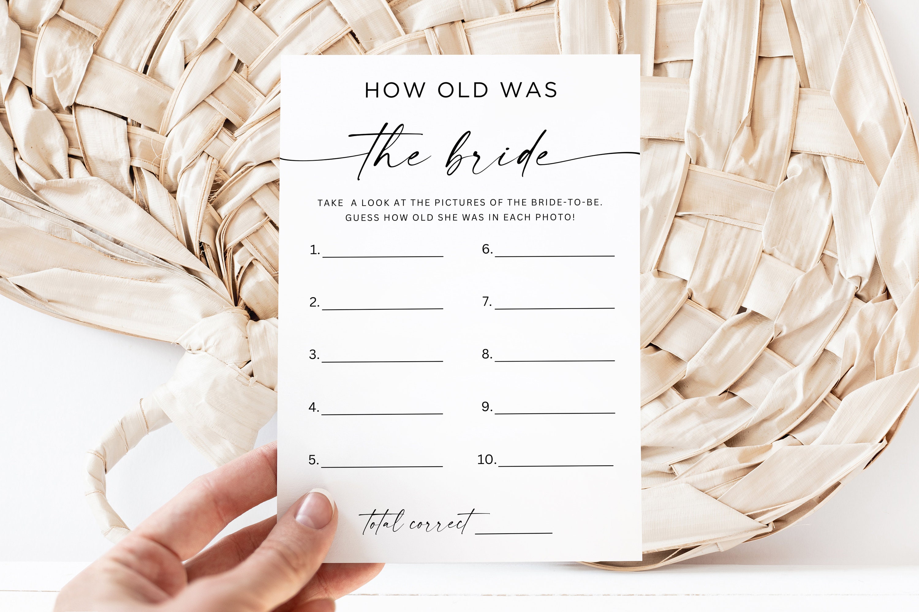 How Old Was the Bride Game, Minimalist Modern Bridal Shower Game, How ...