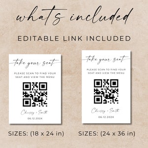 Wedding Seating Chart QR Code Sign, Modern Find Your Seat Sign, Seating ...