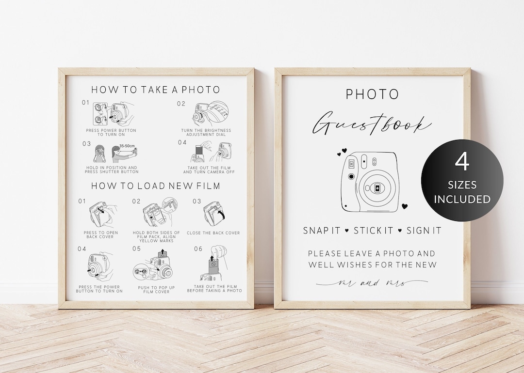 Wedding Instax Mini 9 Polaroid Guest Book, Editable Camera Instructions ...