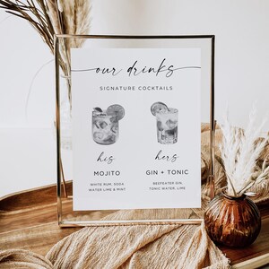Signature Drink Sign Template, Wedding Bar Menu Sign, Signature ...