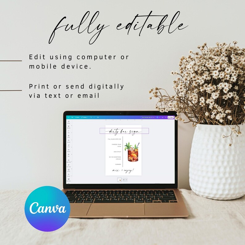 Dirty Soda Bar Sign Printable, Minimalist Table Sign, Cocktail Menu ...