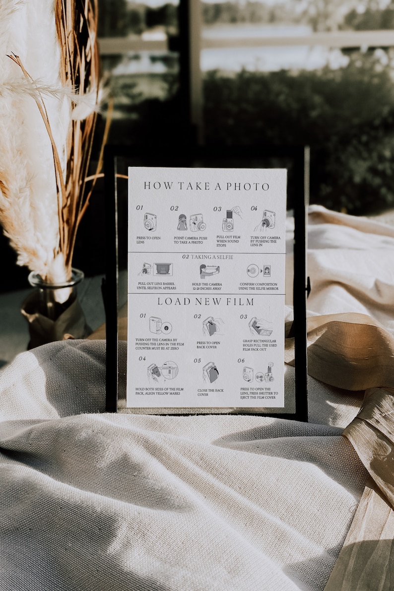How to Load New Film Camera Instructions Sign, Instax Mini Photo ...