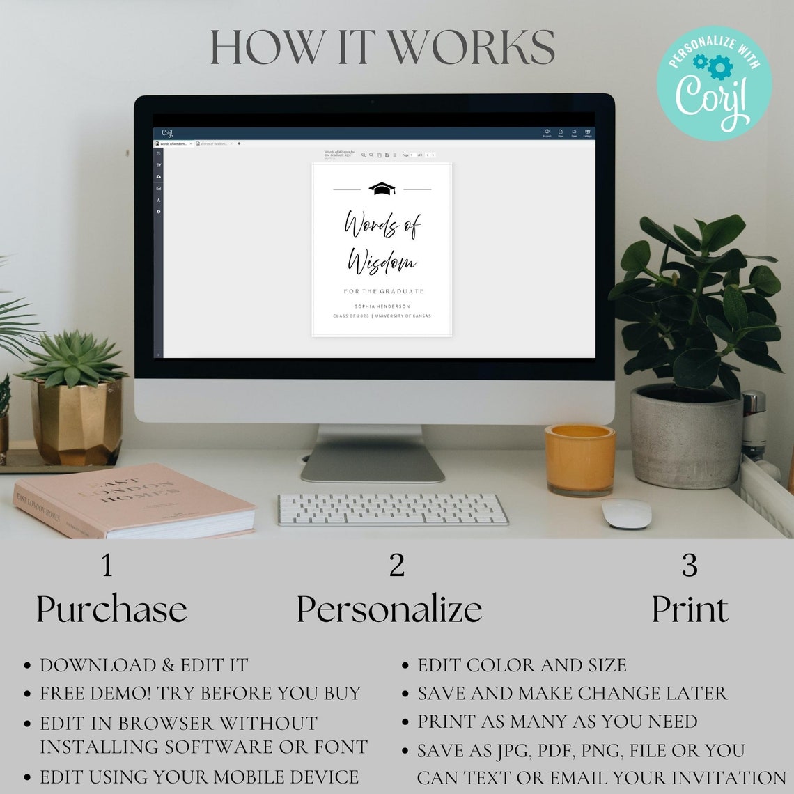 Words of Wisdom Graduation Sign & Card Graduation Party Sign - Etsy