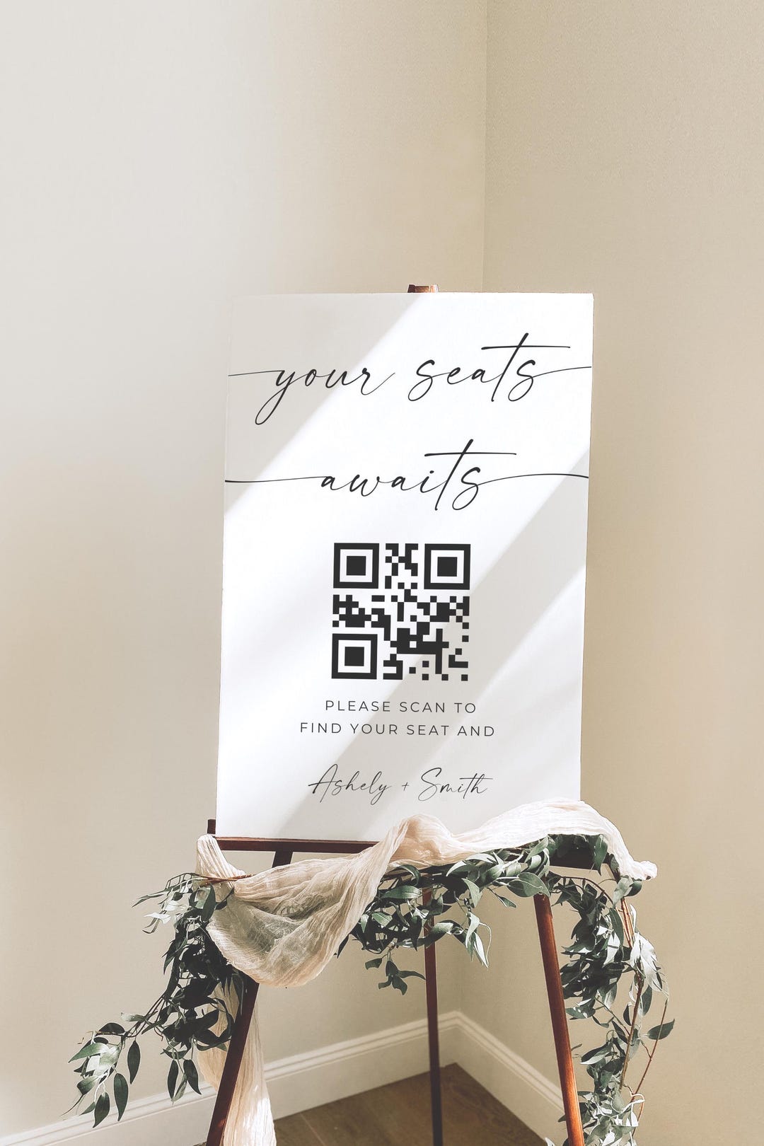 Wedding Seating Chart QR Code Sign, Modern Find Your Seat Sign, Seating ...