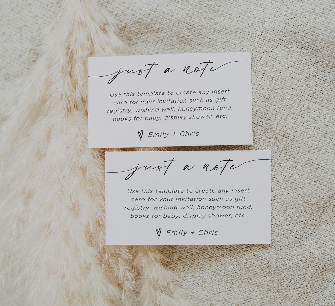Minimalist Enclosure Card, Wedding Invitation Insert Card, Modern ...