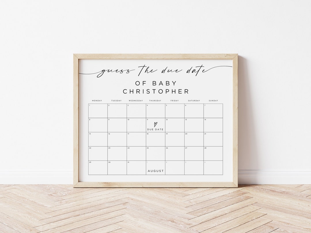Minimalist Baby Due Date Calendar Game, Guess the Baby Due Date ...