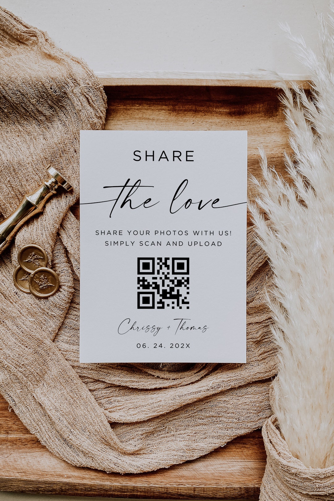 Share the Love QR Code Sign, Wedding Photo Sign Printable, Capture the ...