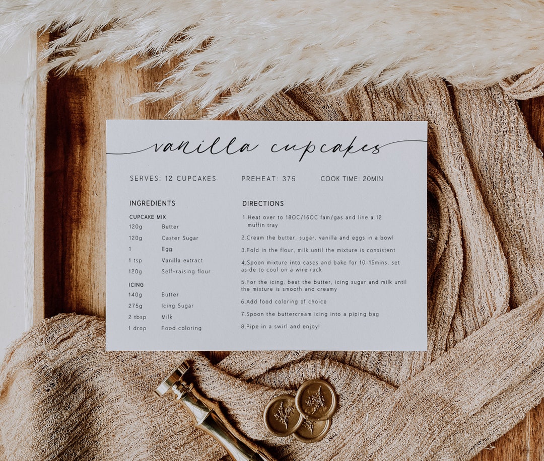Editable Recipe Cards Download, Minimalist Printable Recipe Card ...