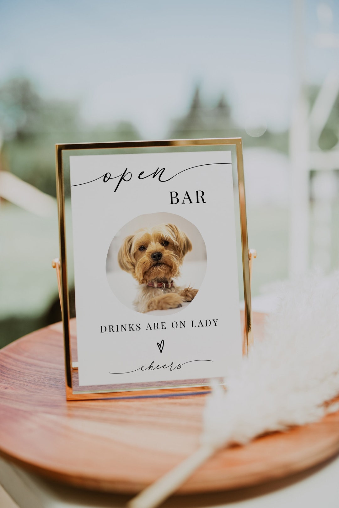 Open Bar Dog Sign, Pet Photo Drink Sign for Wedding, Bar Menu Sign ...