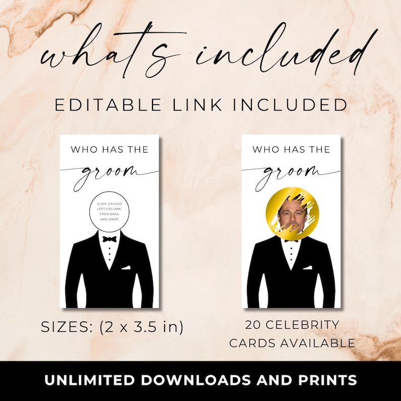 Editable Who Has the Groom Scratch off Game, Celebrity Who Has the ...