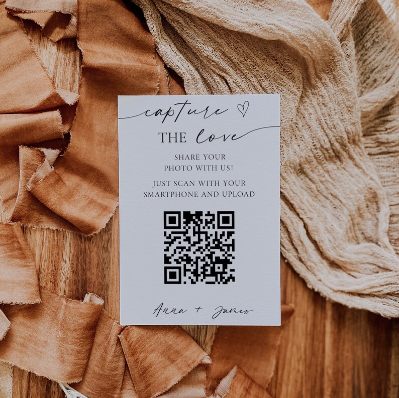 Capture the Love QR Code Wedding Card Modern Minimalist - Etsy Canada
