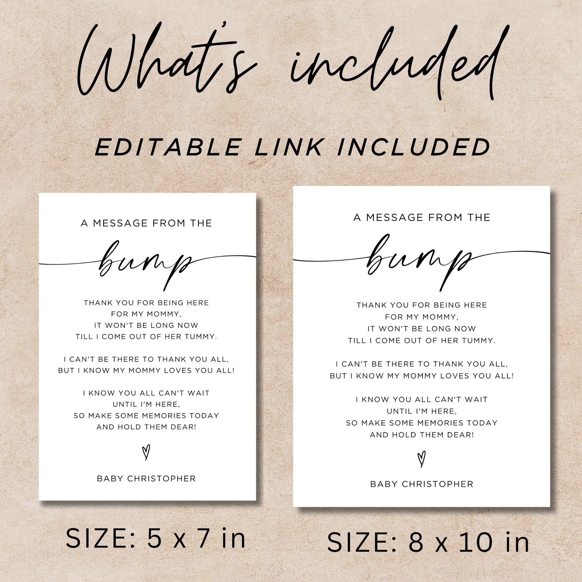 Message From the Bump Sign, Baby Bump Sign, Minimalist Baby Shower ...