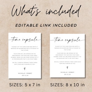 Wedding Time Capsule Sign, Wedding Anniversary Message, Modern Time ...