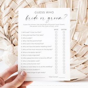 Guess Who Bride or Groom Game, Bridal Shower Game, Bride or Groom ...