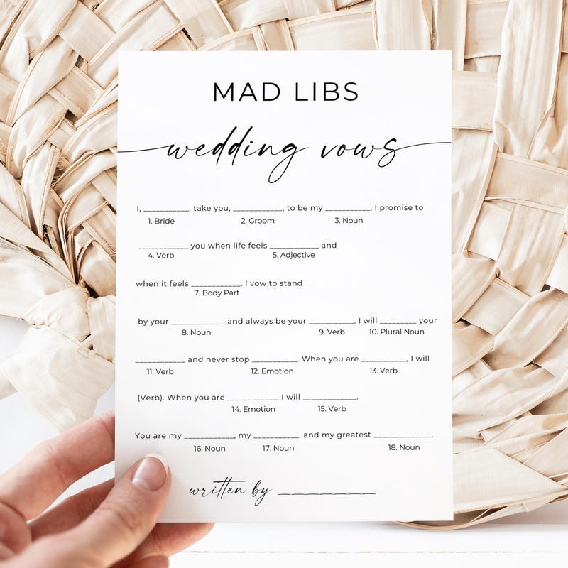 Wedding Vow Mad Libs - Etsy