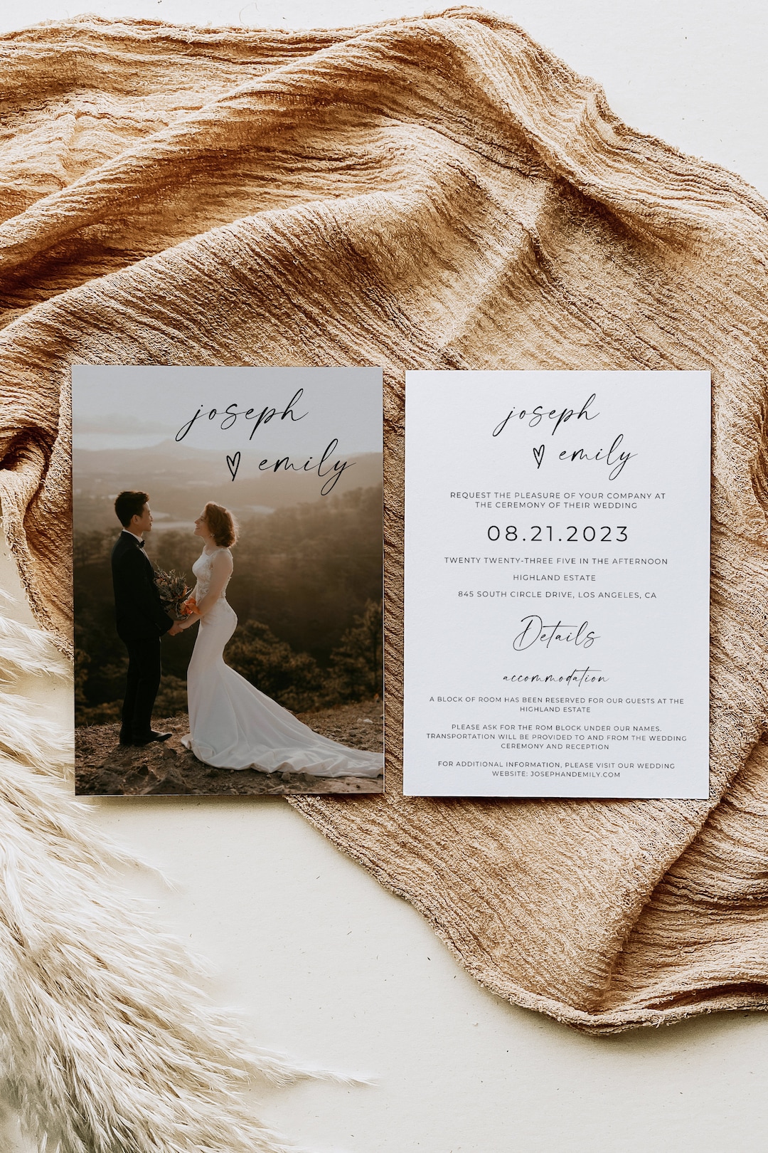 Wedding Invitation Template Set With Picture | Wedding Invitation ...
