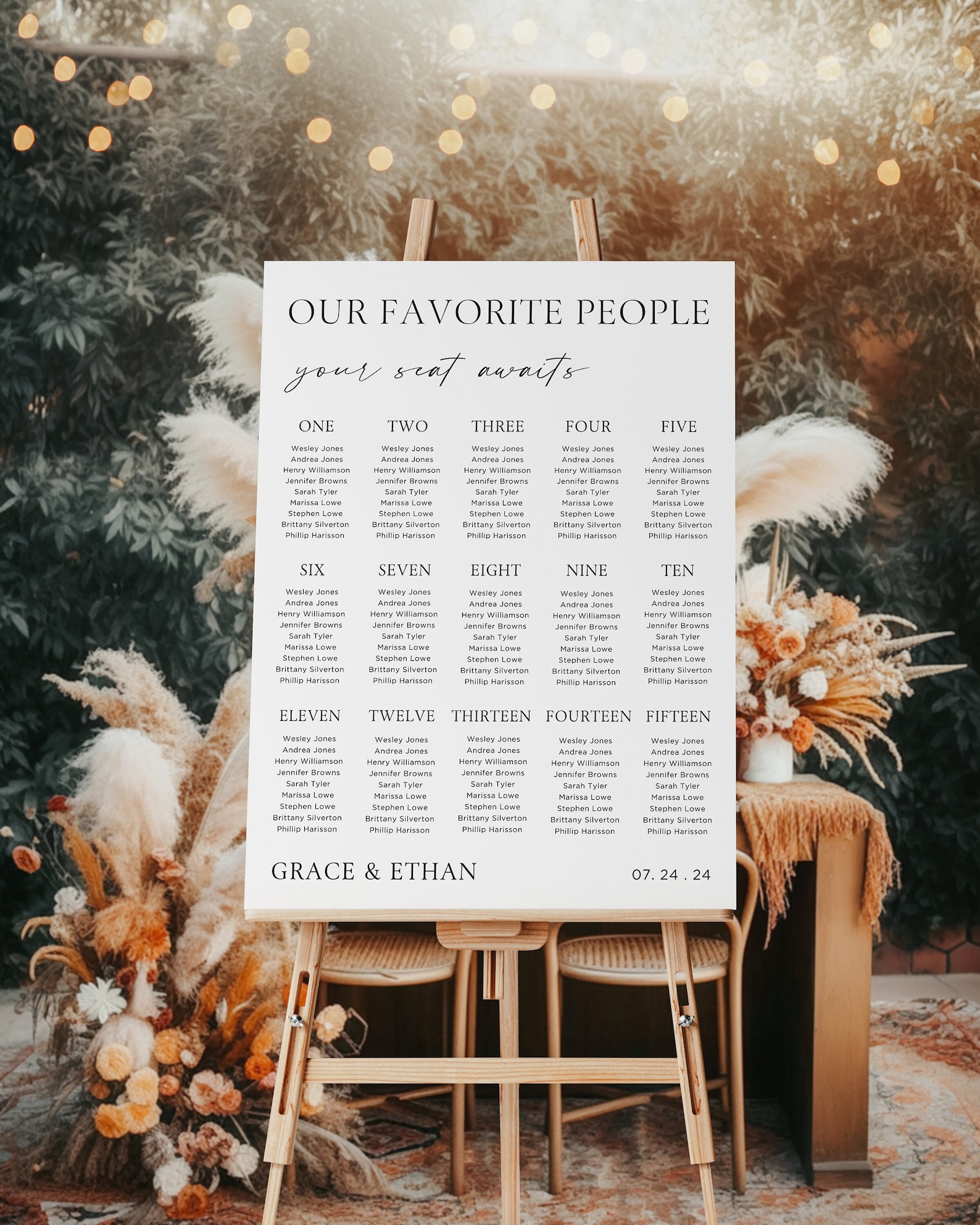Minimalist Shower Seating Chart, Our Favorite People Wedding Seating ...