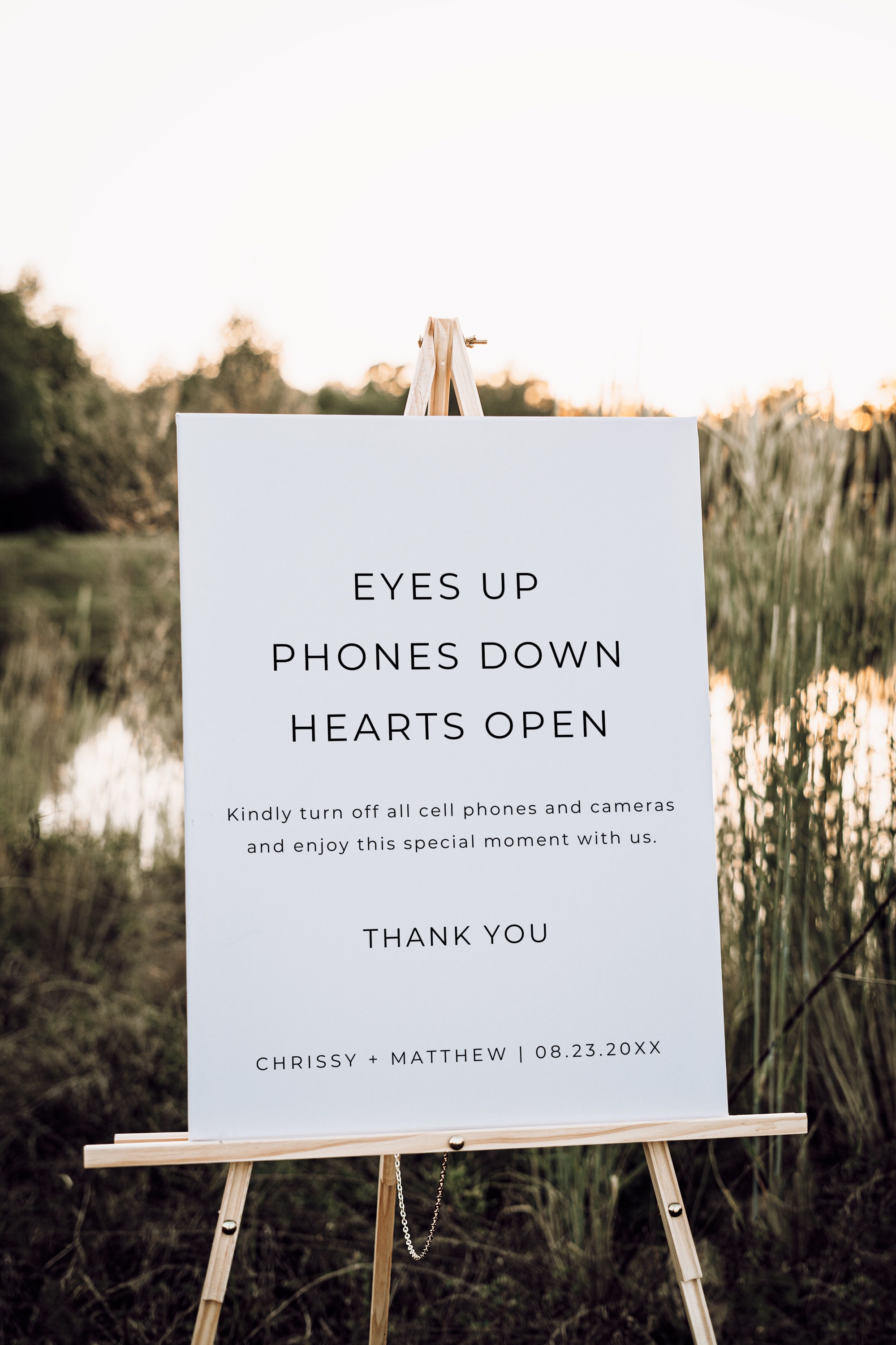 Eyes up Phones Down Heart Open Sign, Modern Unplugged Wedding Ceremony ...